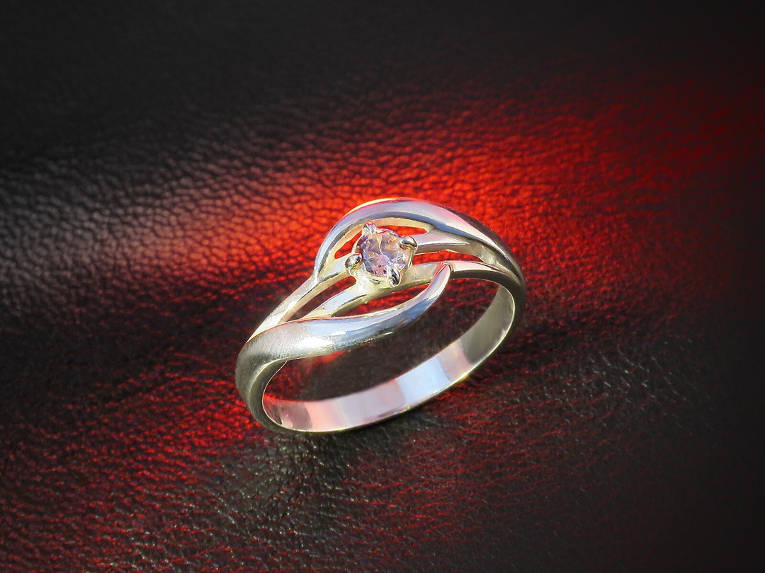 Enlaced Ring - Sterling Silver Twist With Sparkling Zircon Gemstone ...