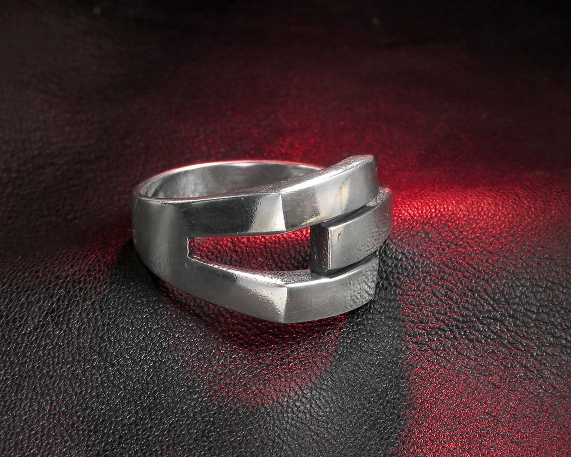 Geometric Ring for Men Sterling Silver Men's Ring - Etsy