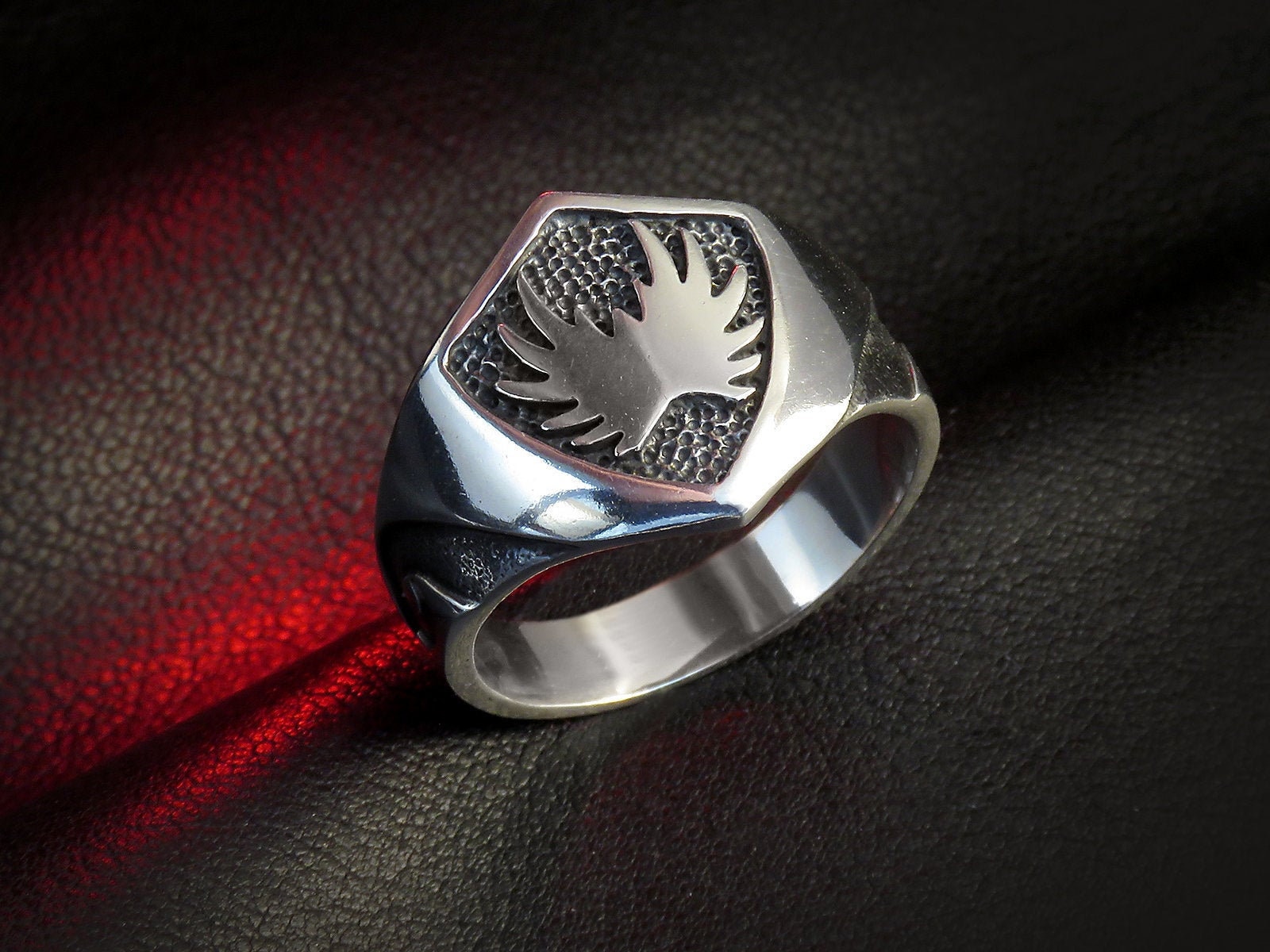 Sterling Silver Eagle Signet Ring for Men - Etsy