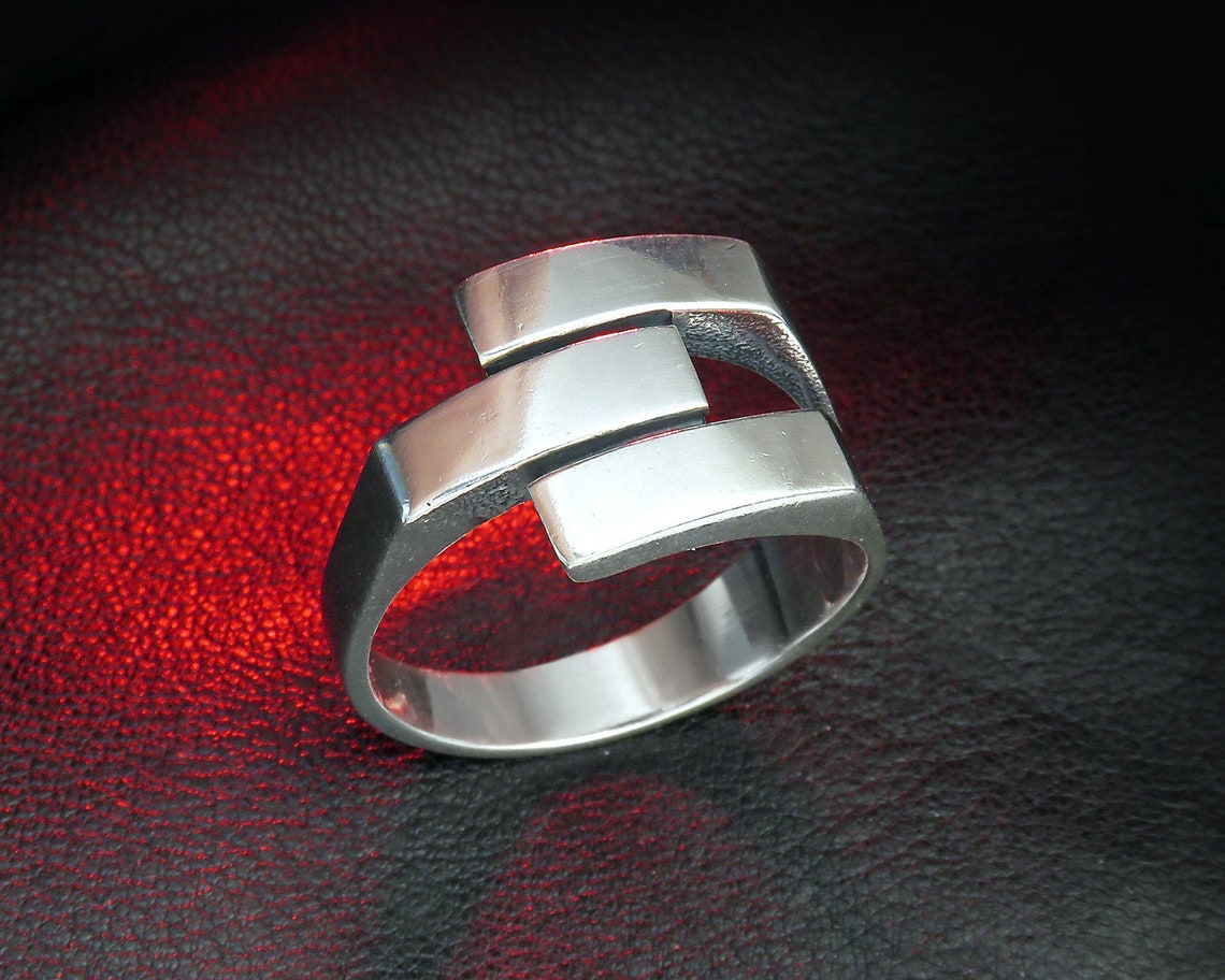 Geometric Ring for Men Sterling Silver Men's Ring - Etsy