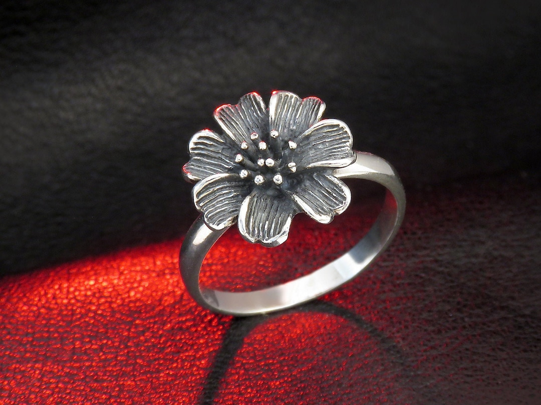 Cherry Blossom Ring, Sterling Silver, Flower Jewelry - Etsy
