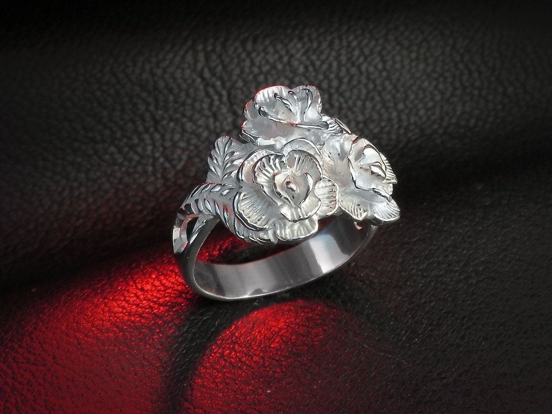 Rose Ring for Women, Sterling Silver, Rose Jewelry - Etsy