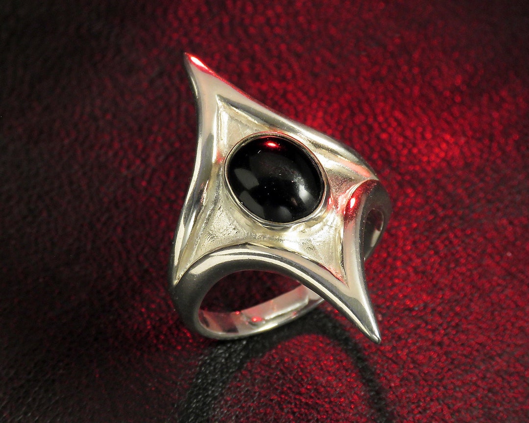 Gothic Black Onyx Statement Ring | Handmade Sterling Silver 925 ...