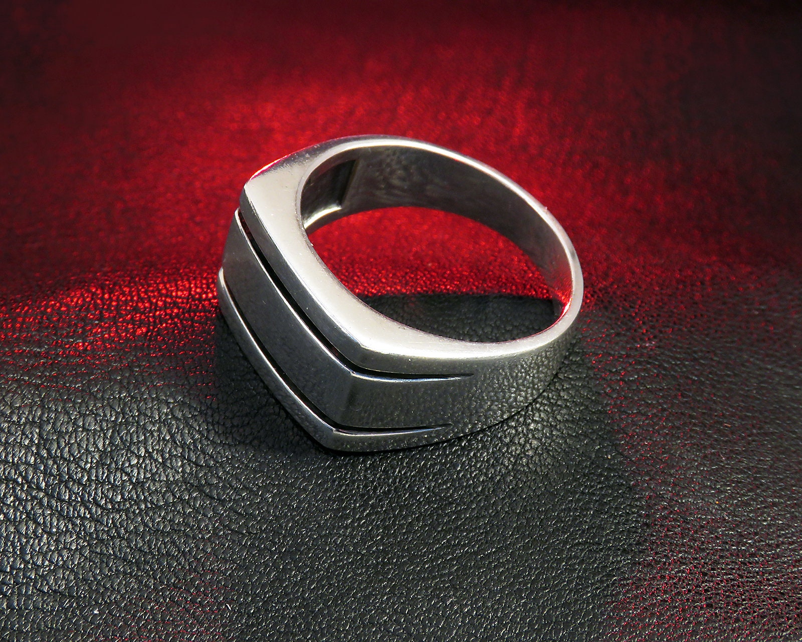 Geometric and Minimalist Ring for Men Sterling Silver Band - Etsy