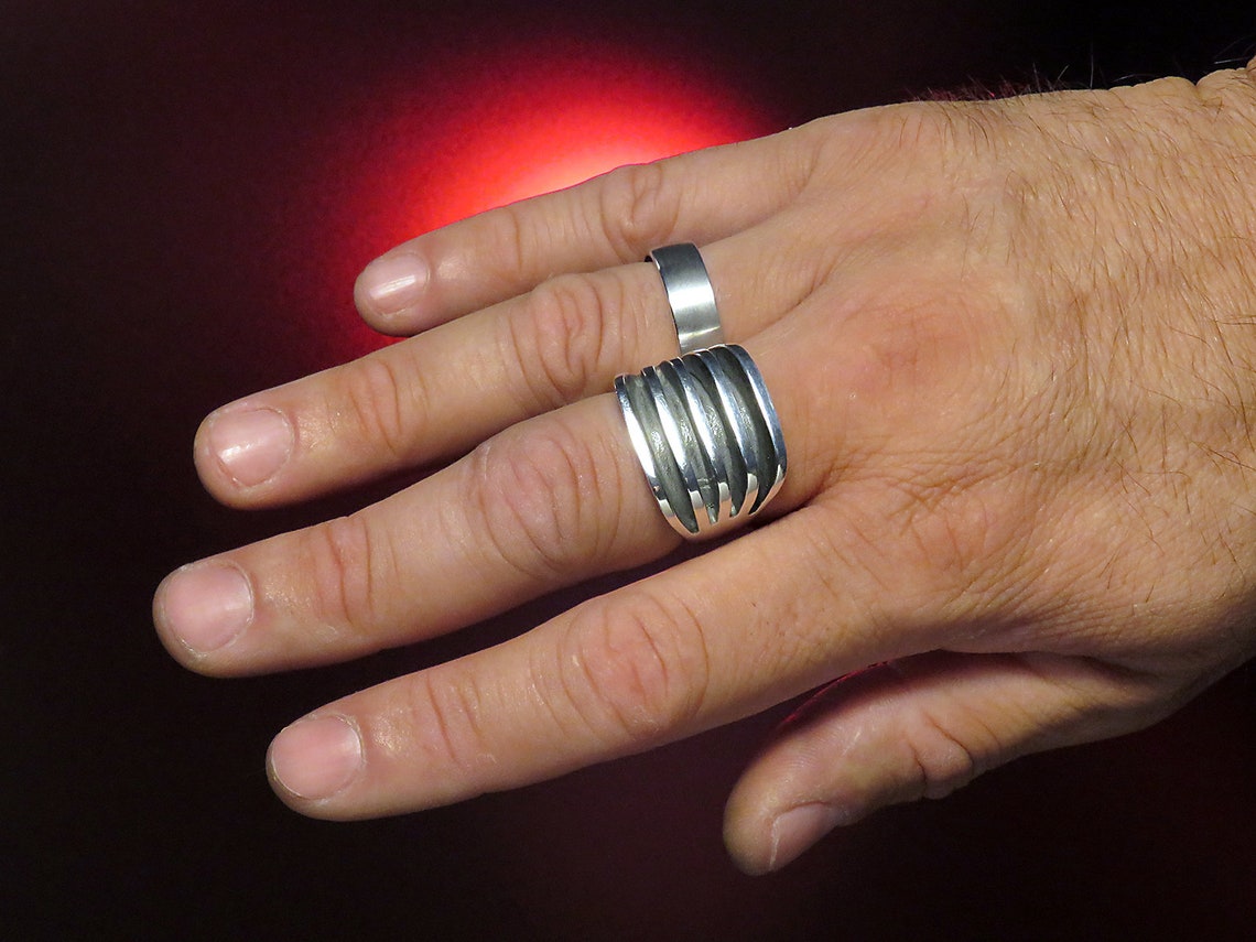 Geometric Ring for Men Sterling Silver Statement Ring Cool - Etsy