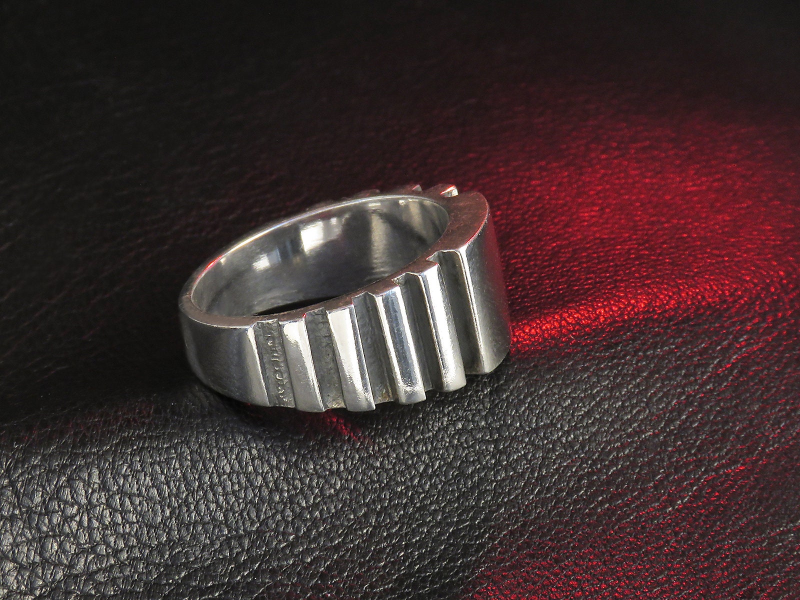 Geometric Sterling Silver Ring for Men Steampunk Ring Modern | Etsy