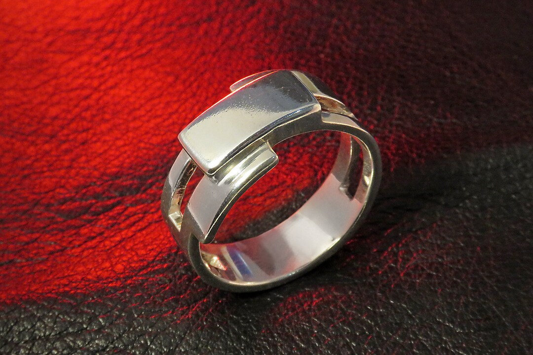 Geometric Sterling Silver Ring, Modern Design Ring - Etsy