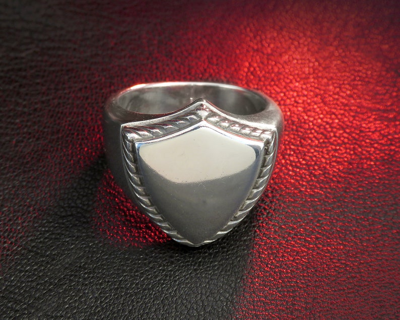Signet Ring Braided Shield Sterling Silver - Etsy
