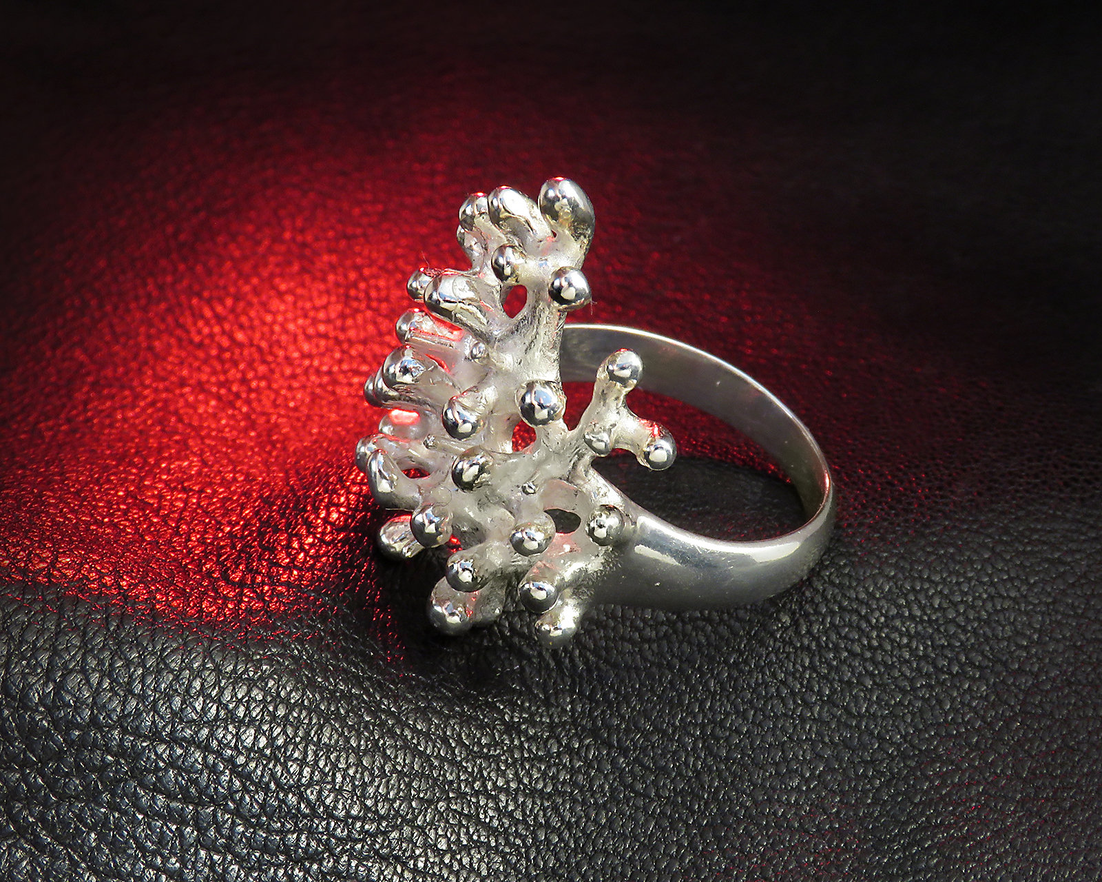 Sterling Silver Coral Ring for Women Chunky Statement Ring | Etsy