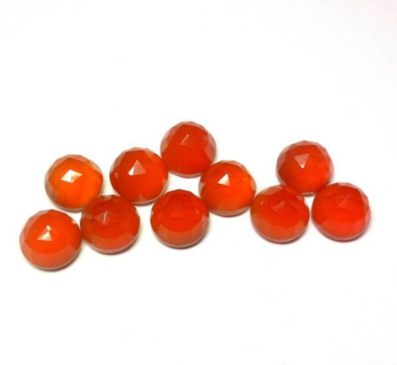 Natural Carnelian Rose Cut Round Shape Cabochon Calibrated Sizes ,4,5,6 ...