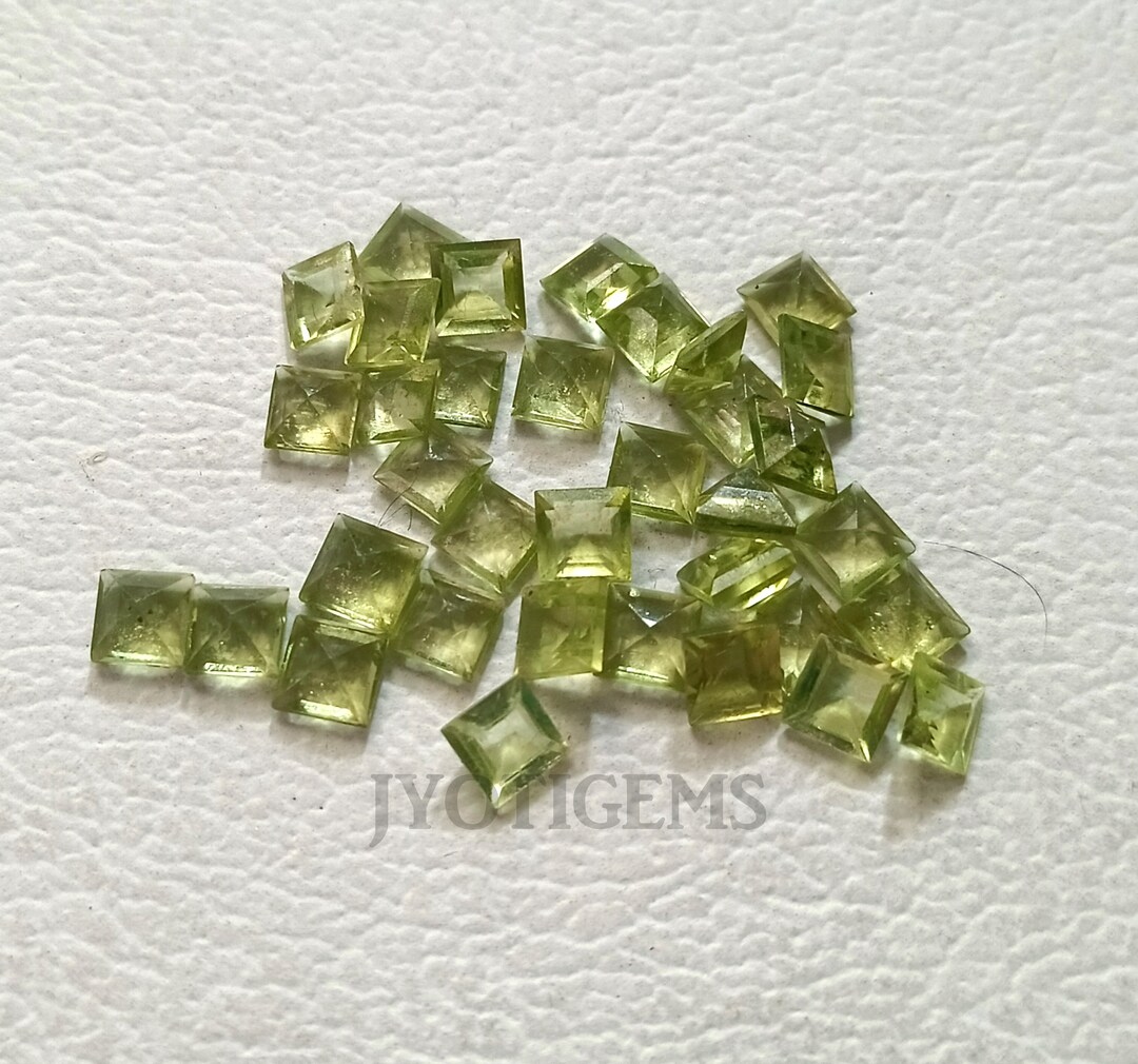 AAA Quality Natural Peridot Square Cut Faceted Loose Gemstone ...
