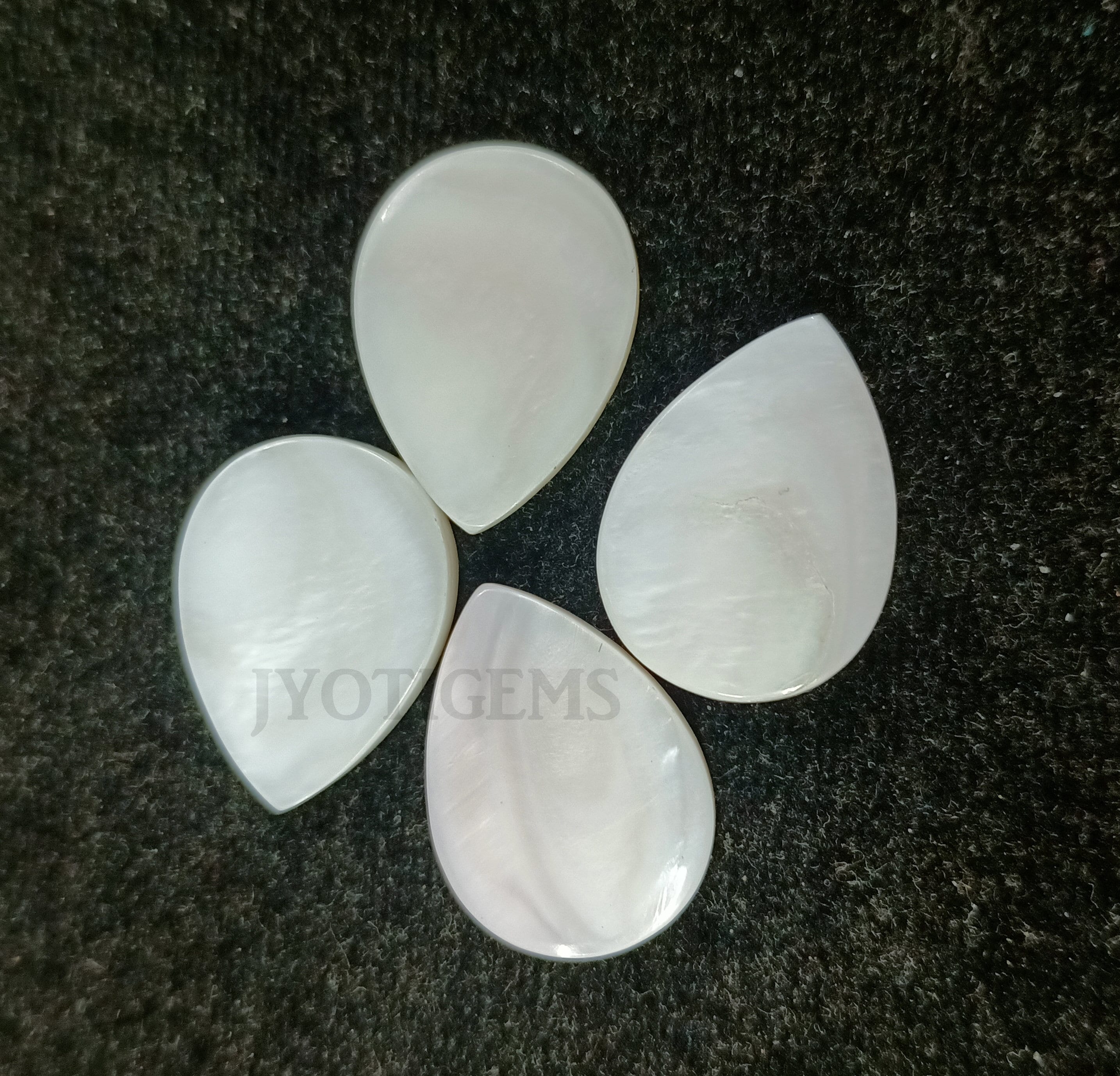 Natural Mother of Pearl Pear Shape Coin Cabochon Both Flat Back ...