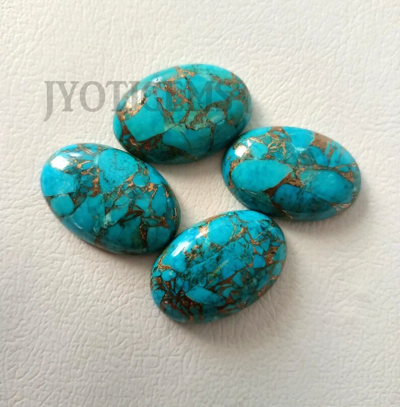 Natural Blue Copper Turquoise Oval Cabochon Flat Back - Etsy