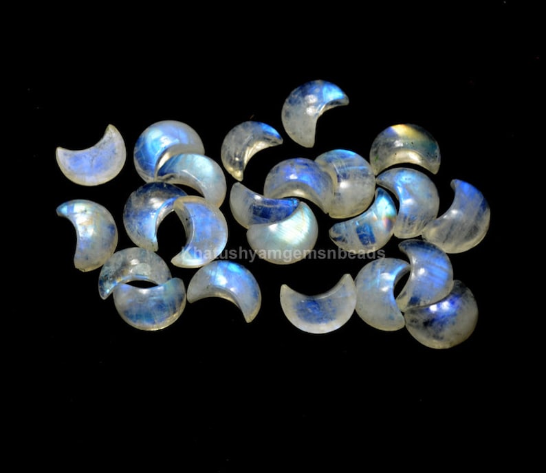 8 Mm TO 30 Mm Rainbow Moonstone Natural Crescent Moon Shape Cabochon ...