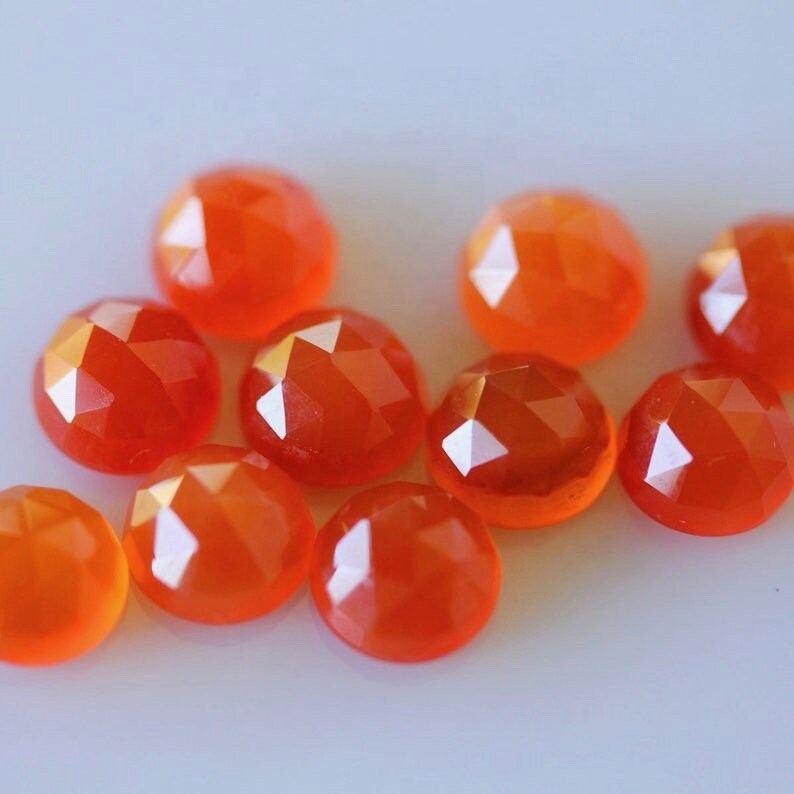 Natural Carnelian Rose Cut Round Shape Cabochon Calibrated Sizes ,4,5,6 ...