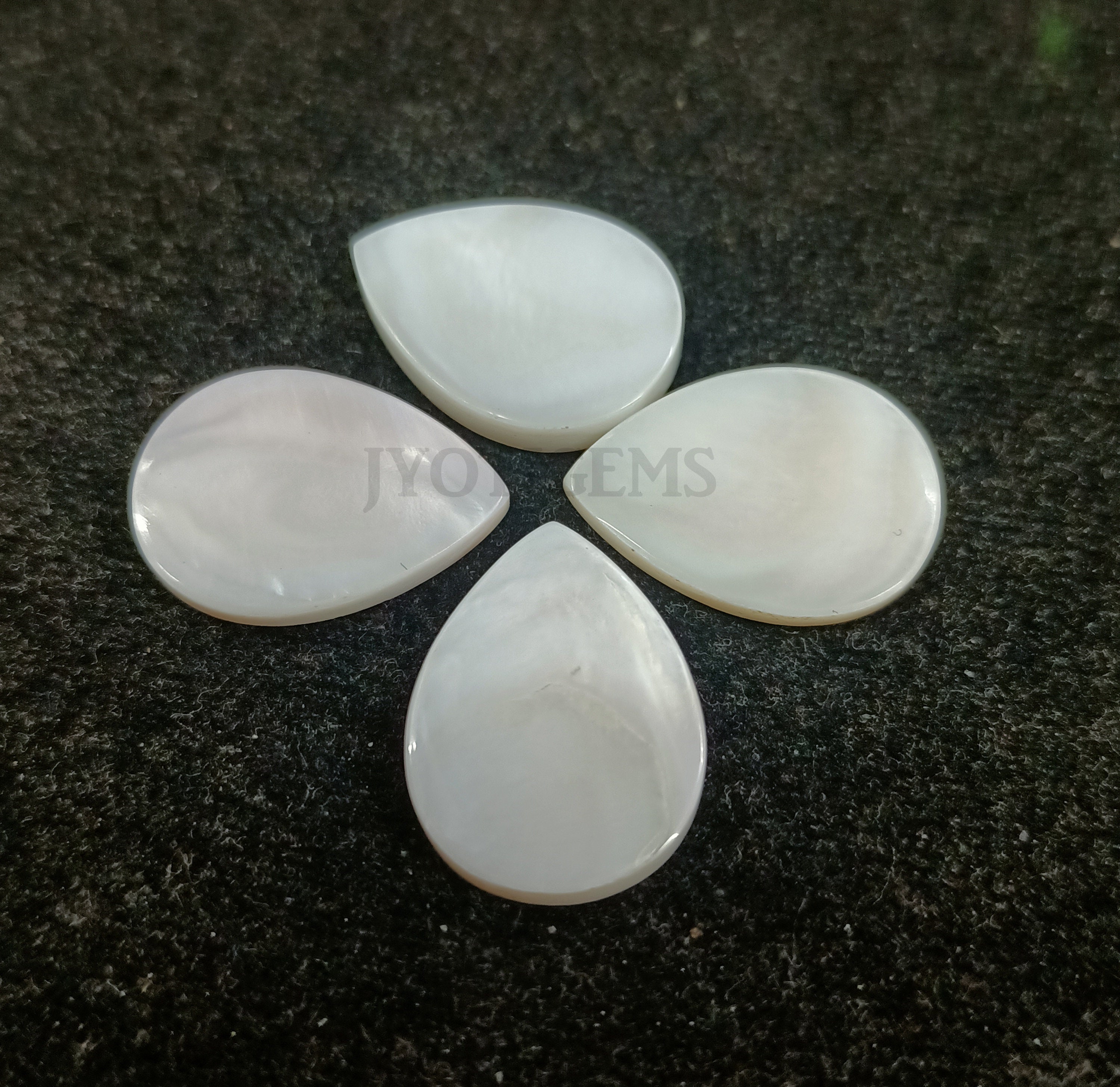 Natural Mother of Pearl Pear Shape Coin Cabochon Both Flat Back ...