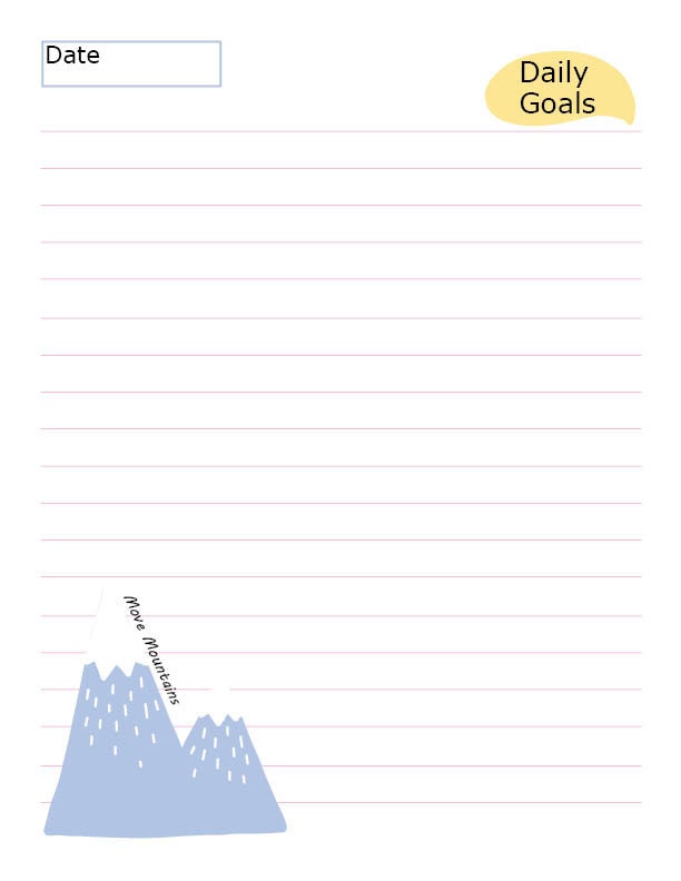 Move Mountains Daily Goal Setter Sheets, Set of 3, Personal/business ...