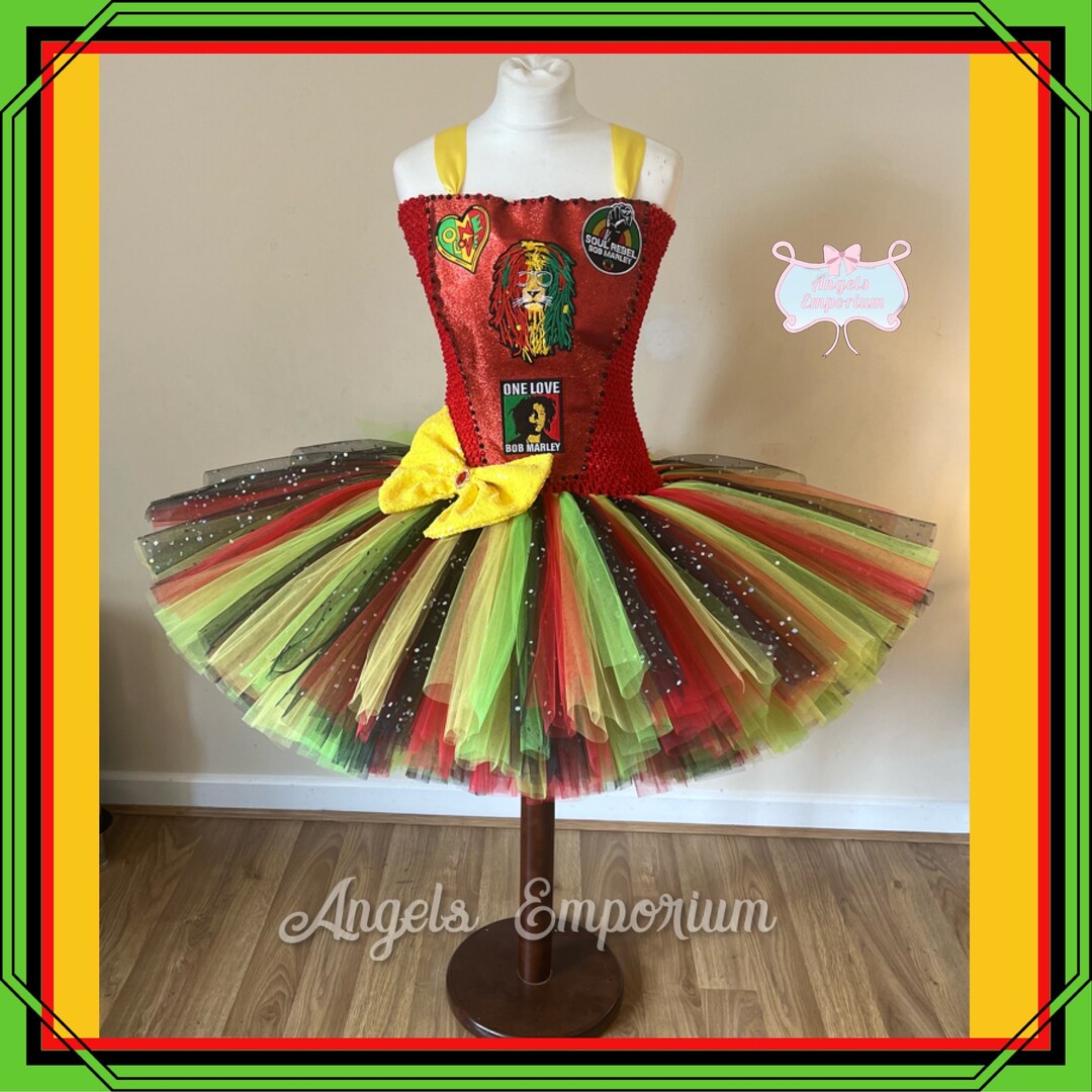Women’s Adult Size One Love Bob Marley Rasta Festival Tutu Dress Soul ...