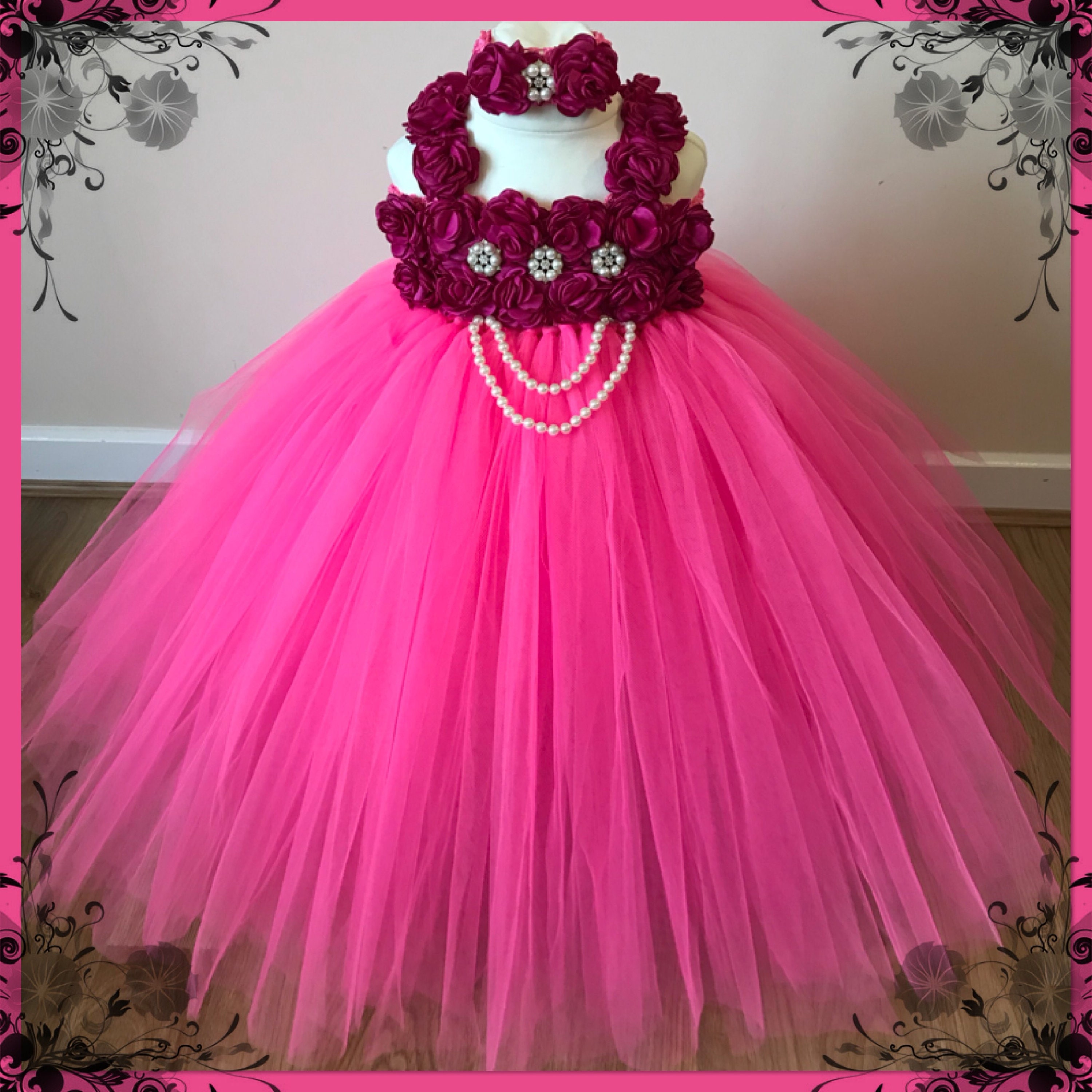 Beautiful Shocking Bright Pink Flower Girl Tutu Dress With Hot Rose ...