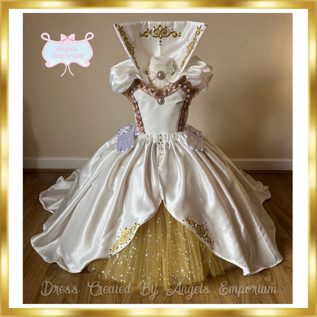 The Queen of Pageants Tutu Gown White Gold Dress Princess Costume With ...