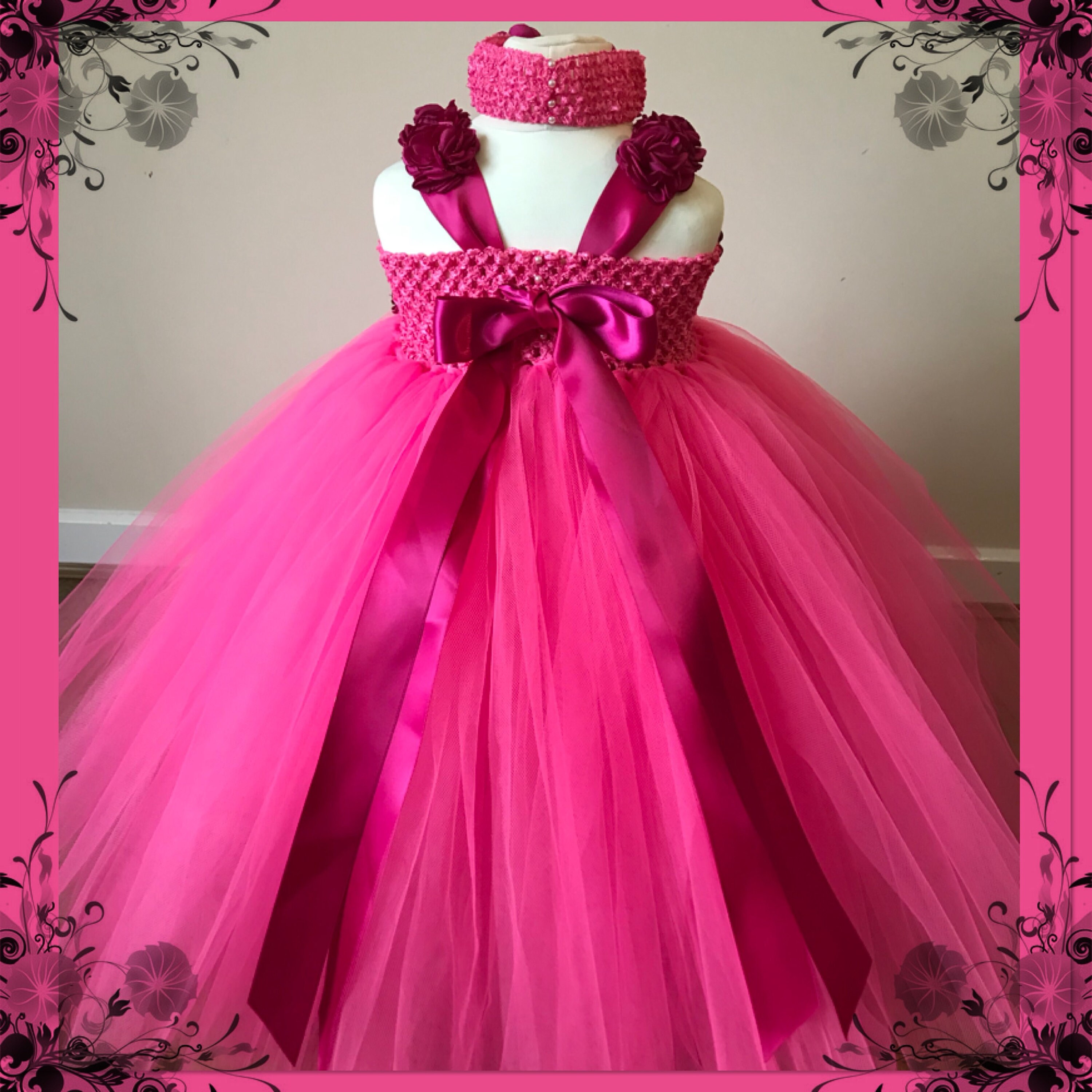 Beautiful Shocking Bright Pink Flower Girl Tutu Dress With Hot Rose ...