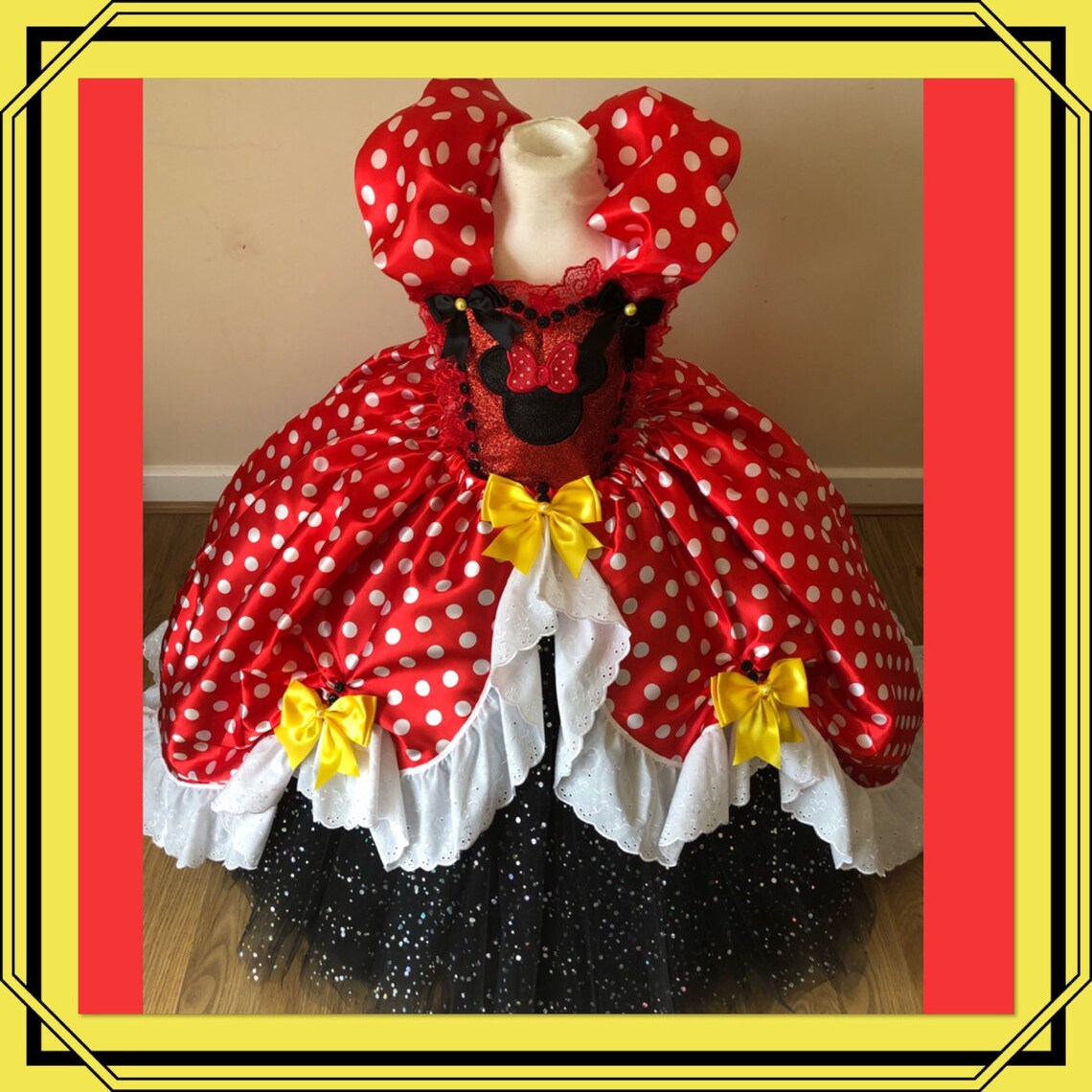 Minnie Mouse Birthday Party Princess Tutu Dress Satin Ball Gown Red ...