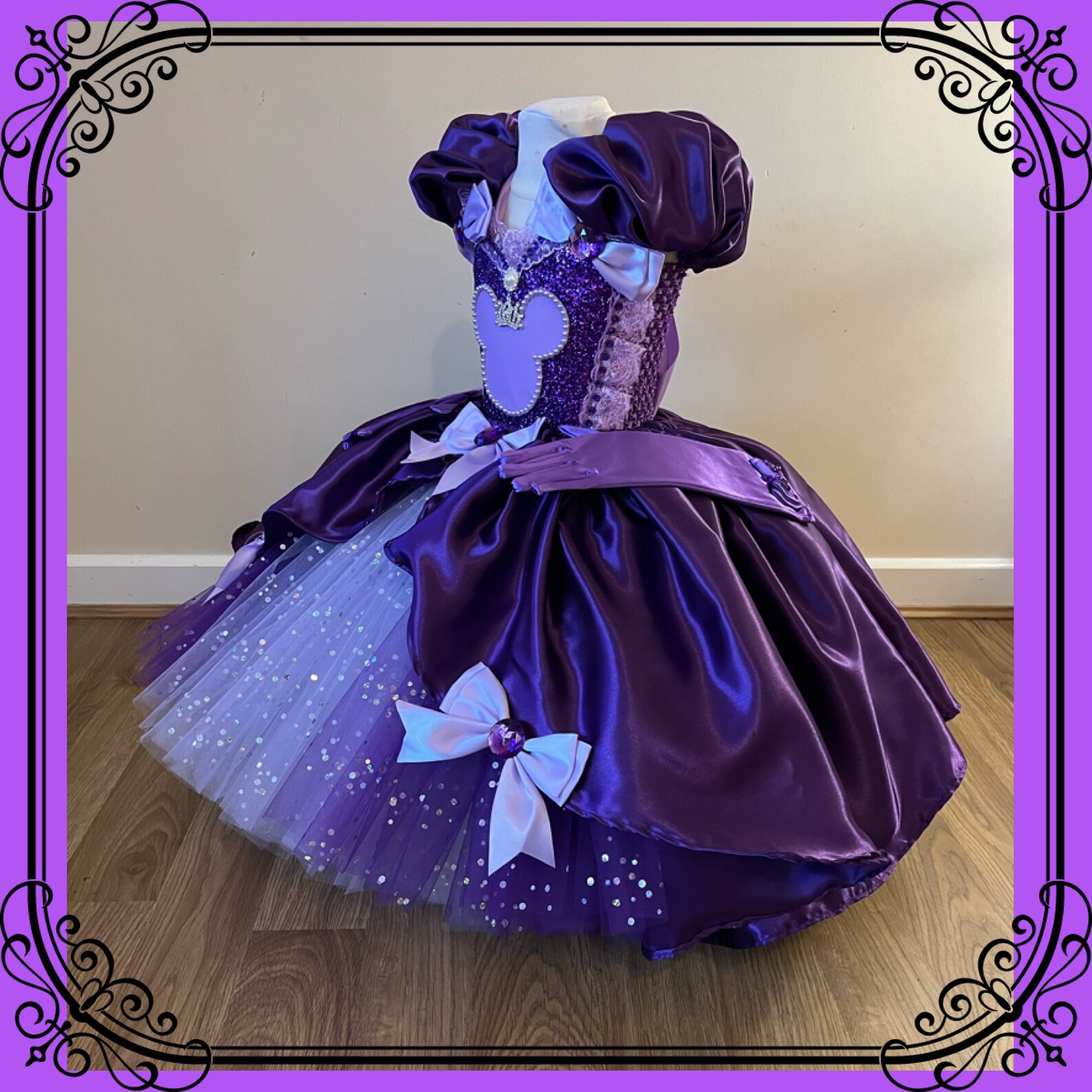 Minnie Mouse Purple Lilac Princess Tutu Dress Satin Ball Gown Birthday ...