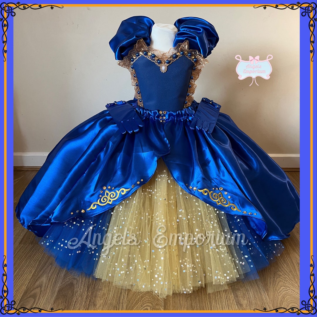 The Queen of Pageants Tutu Gown Royal Blue Gold Dress Princess Costume ...