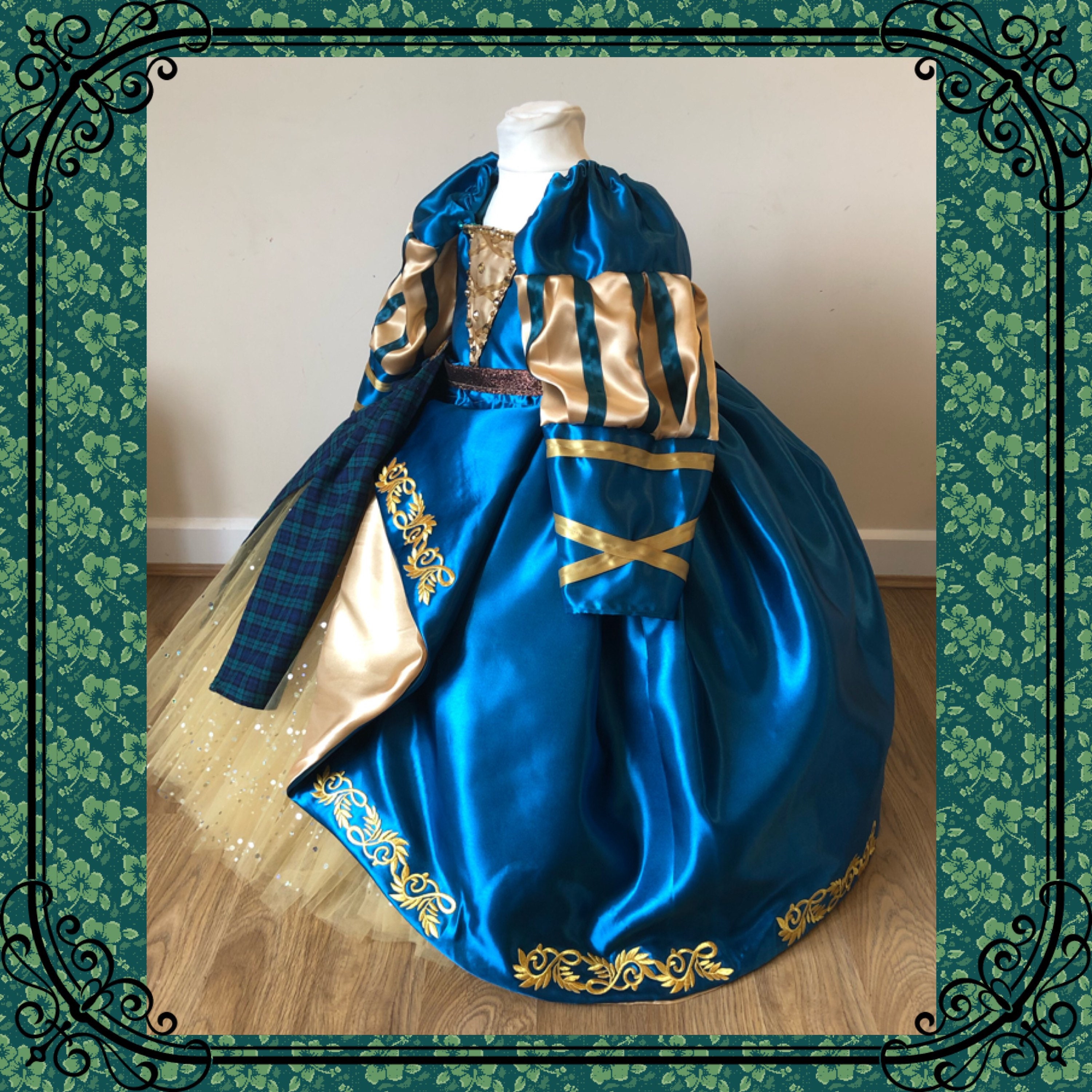 Luxury Merida Brave Inspired Tutu Dress Teal Gold Red Haired Princess ...