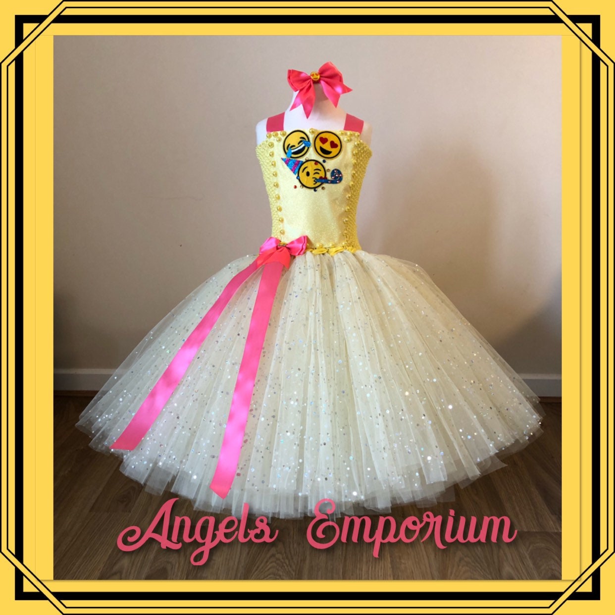 The Ultimate Emoji Party Tutu Dress Lemon Yellow Bright Pink | Etsy