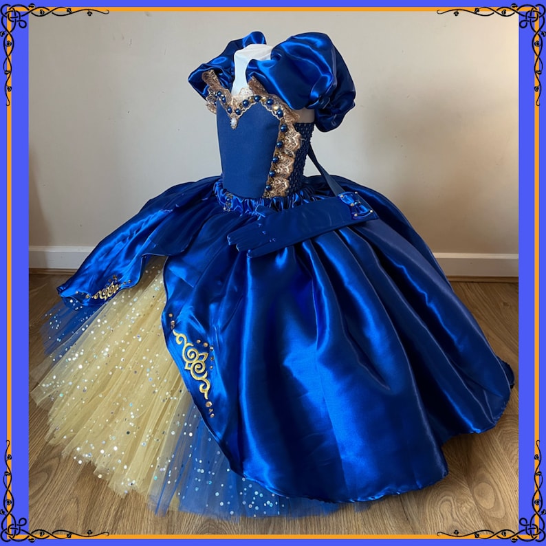 The Queen of Pageants Tutu Gown Royal Blue Gold Dress Princess Costume ...