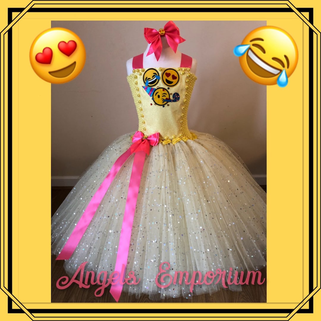 The Ultimate Emoji Party Tutu Dress Lemon Yellow Bright Pink Matching ...
