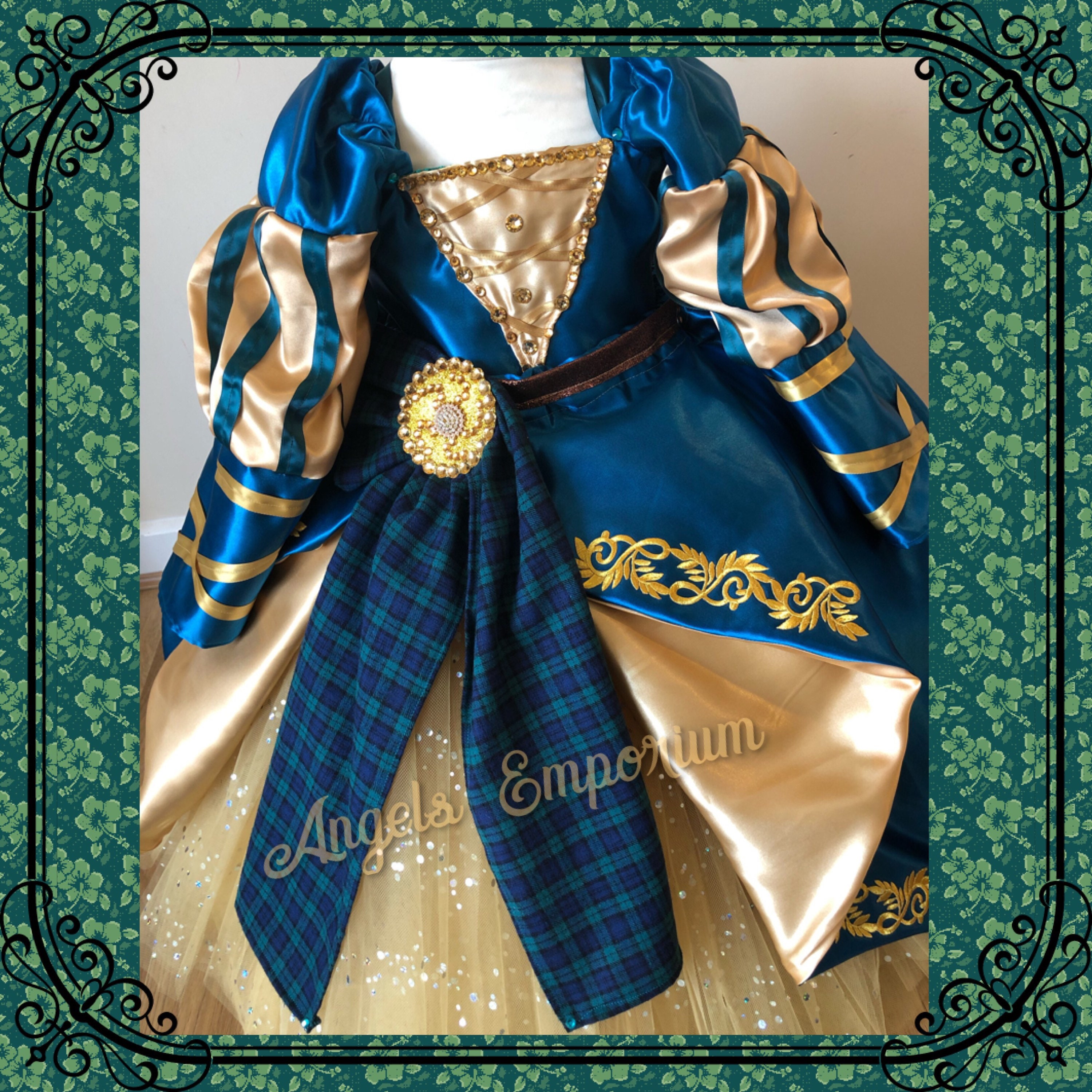 Luxury Merida Brave Inspired Tutu Dress Teal Gold Red Haired Princess ...