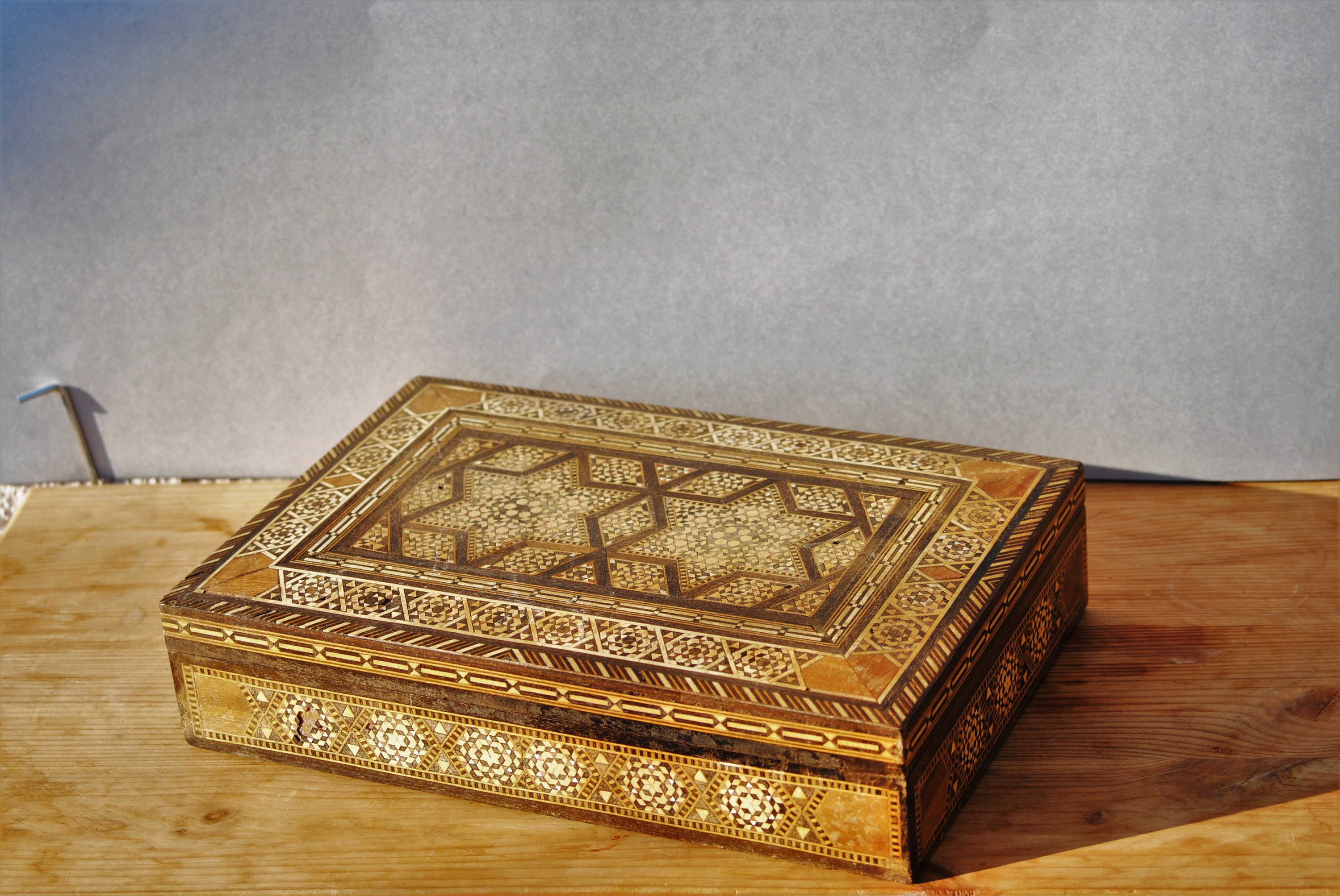 Antique Letterbox, Tribal Box, Intarsia Box, Large, Keepsake Gift ...