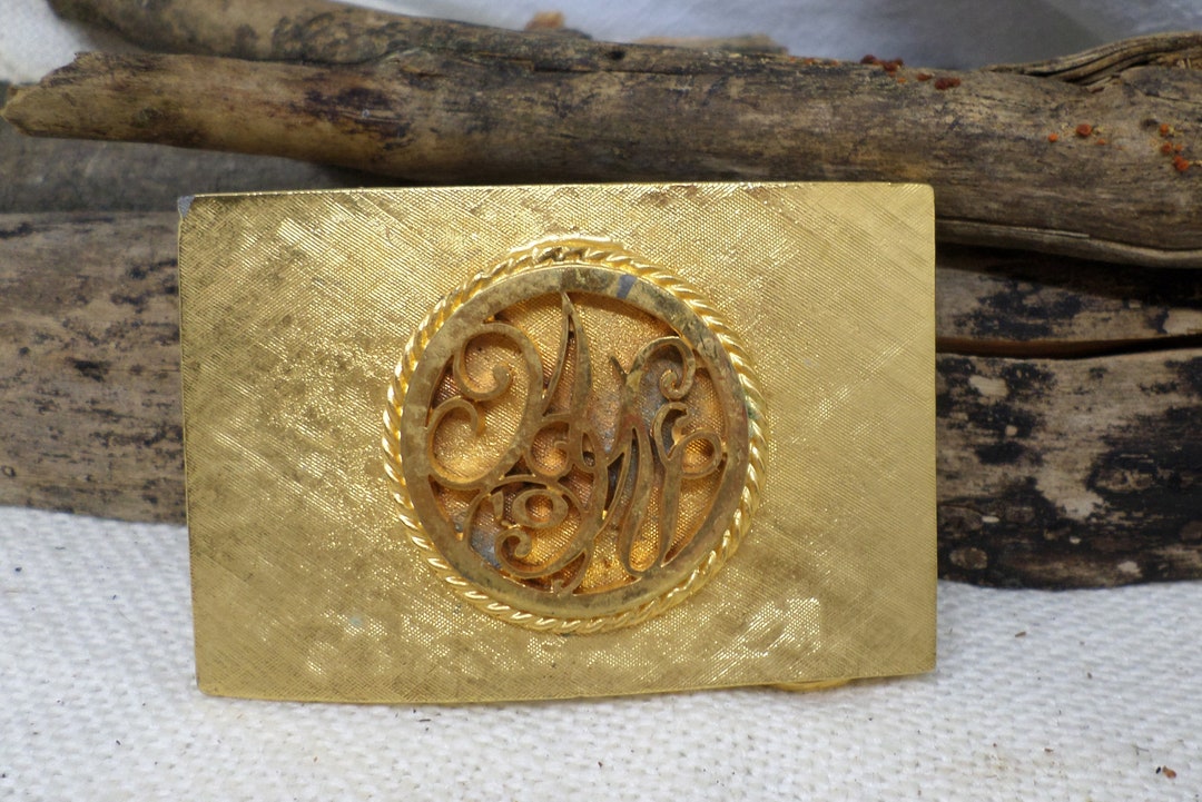 Vintage Collector Buckle Gold Tone Monogram, Great Retro Fashion ...