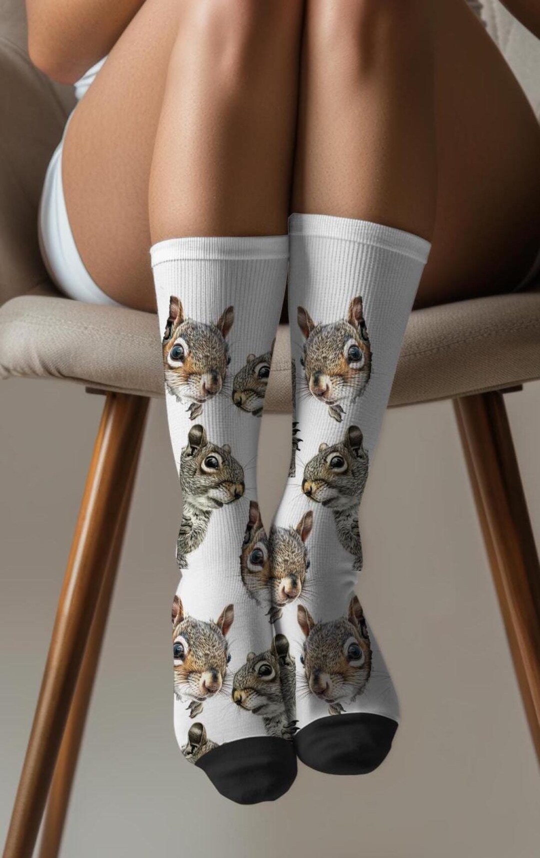 Squirrel Socks. Adorable Squirrel Socks, Squirrel Lover Socks, Stocking Stuffer Socks, Squirrel ...