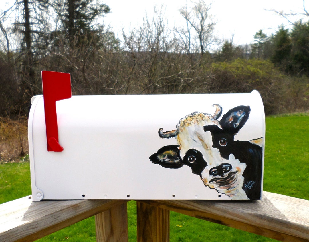 Hand Painted Mailbox, Custom Mailbox, Cow Art, Cows, Painted Mailbox ...