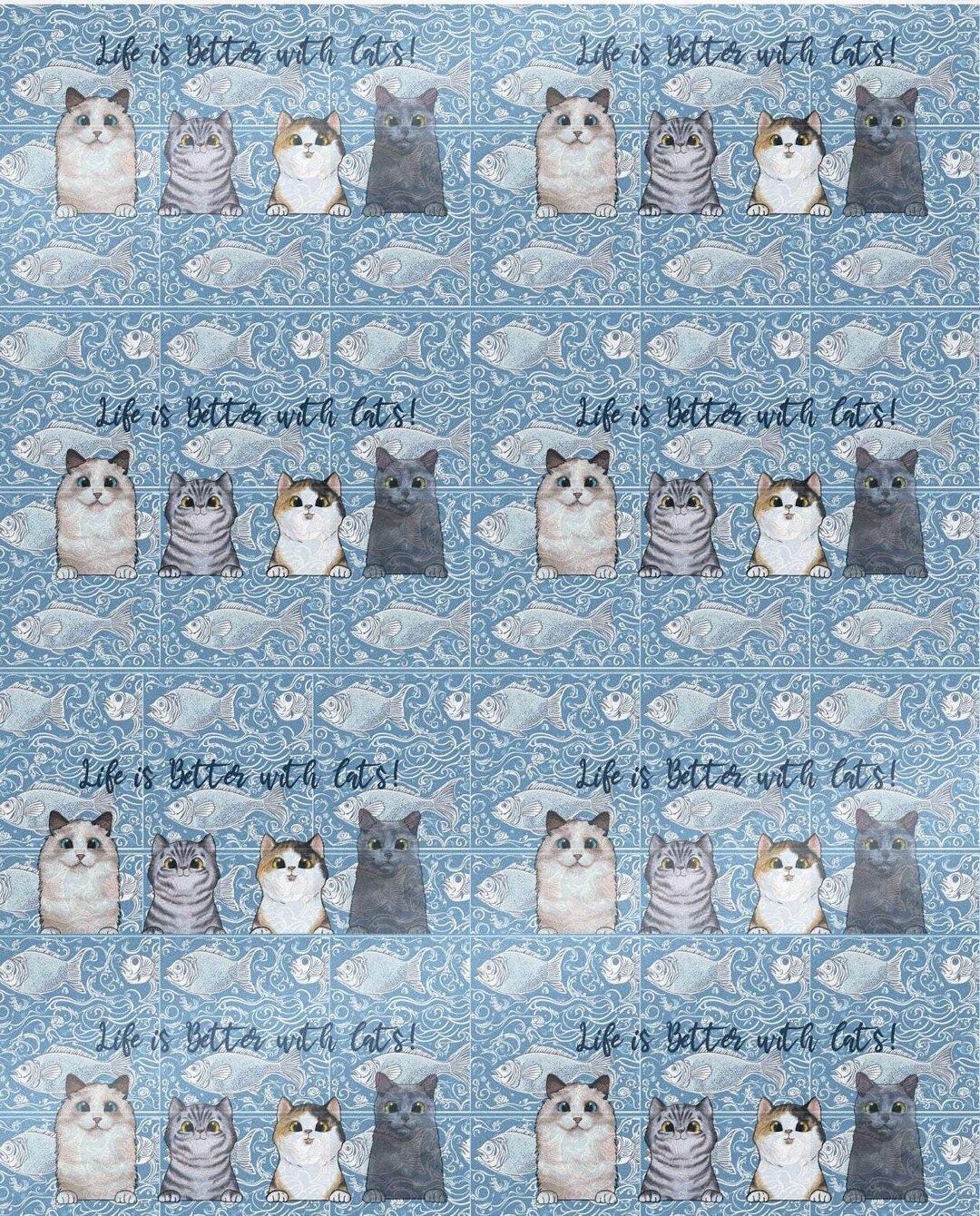 Wrapping Paper, Cat Lady Wrapping Paper, Life Better With Cats Paper ...