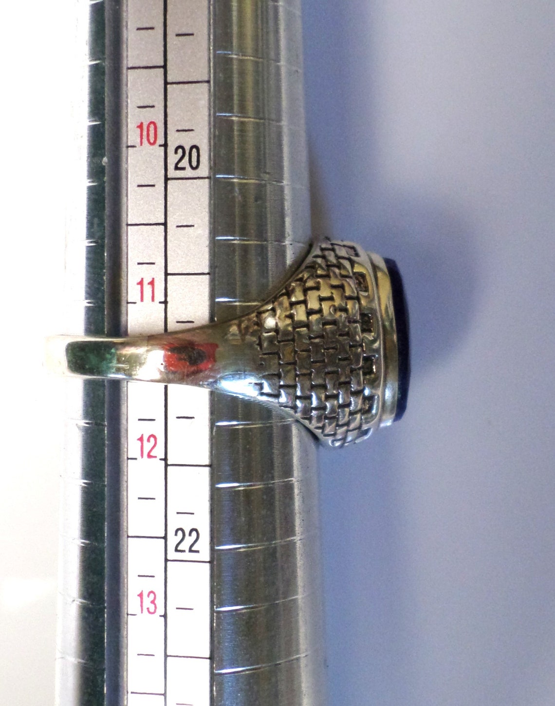 Stunning Men's Iolite Indigo Blue Stone Ring Size 11 1/2, Basket Weave ...