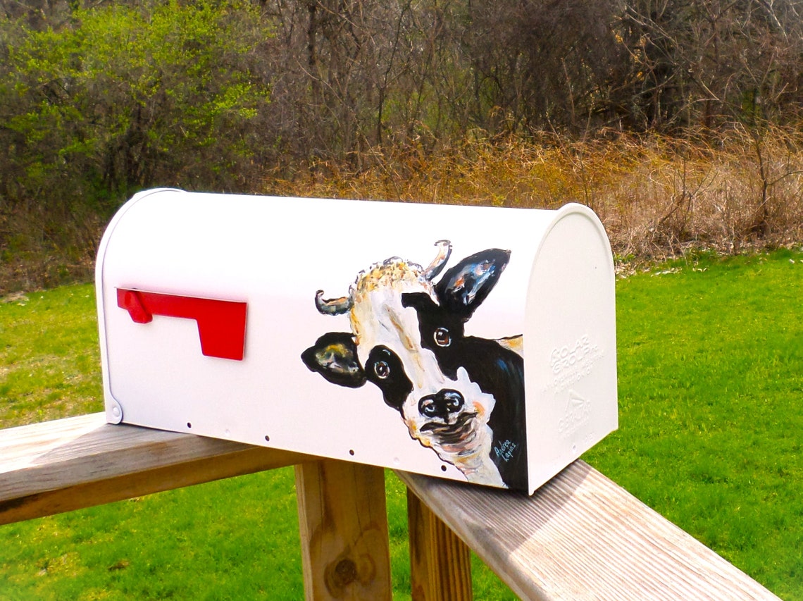 Hand Painted Mailbox Custom Mailbox Cow Art Cows Painted - Etsy