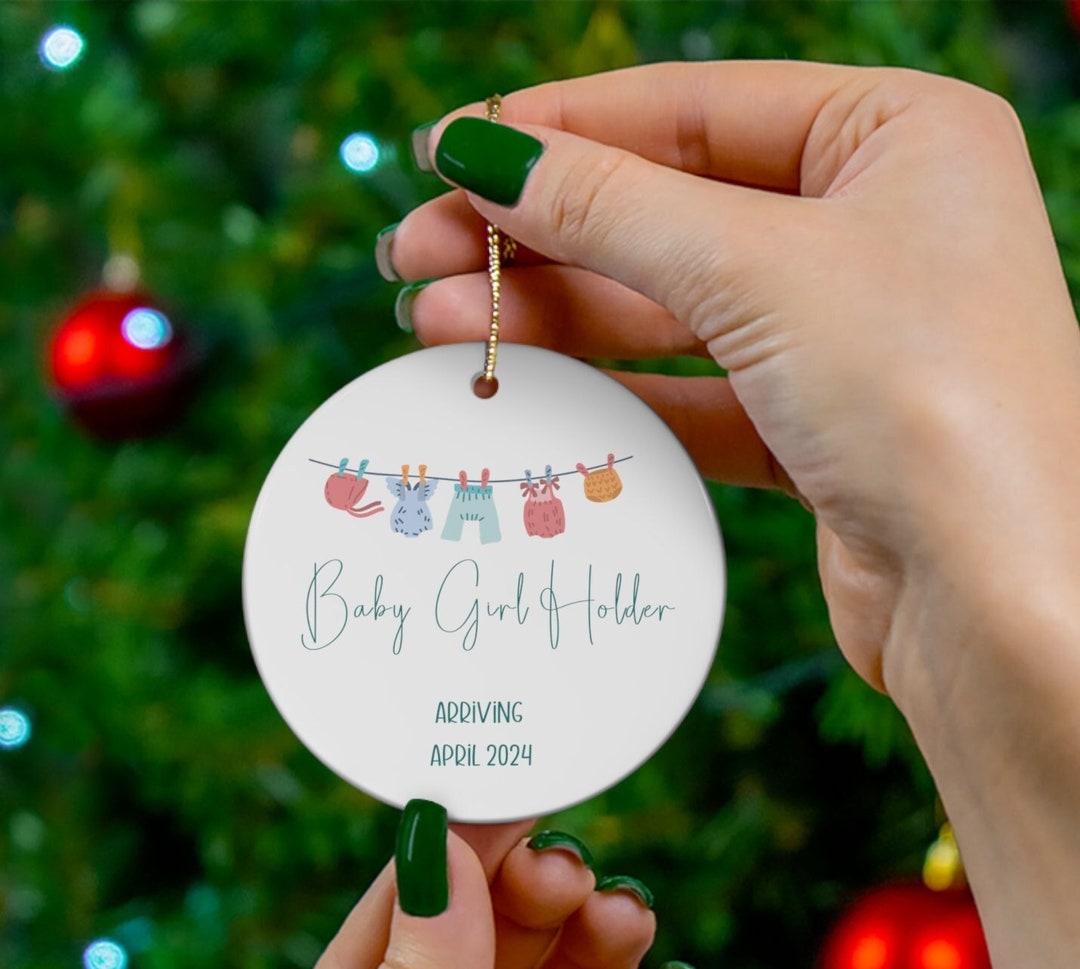 Personalized Expecting Baby Girl Ornament, We're Expecting Ornament ...