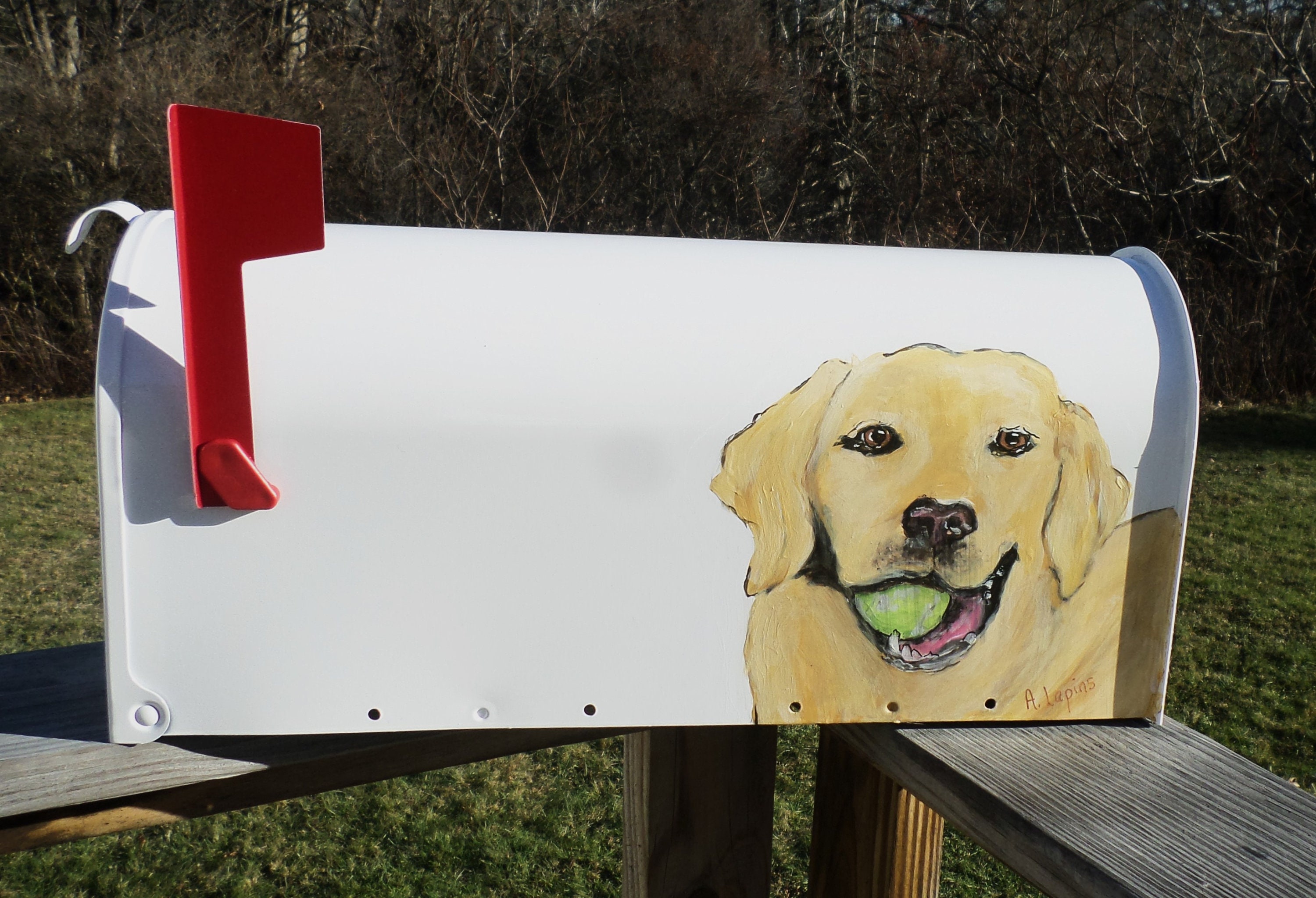 Yellow Lab Mailbox, Hand-painted Mailbox, Custom Mailbox, Labrador ...