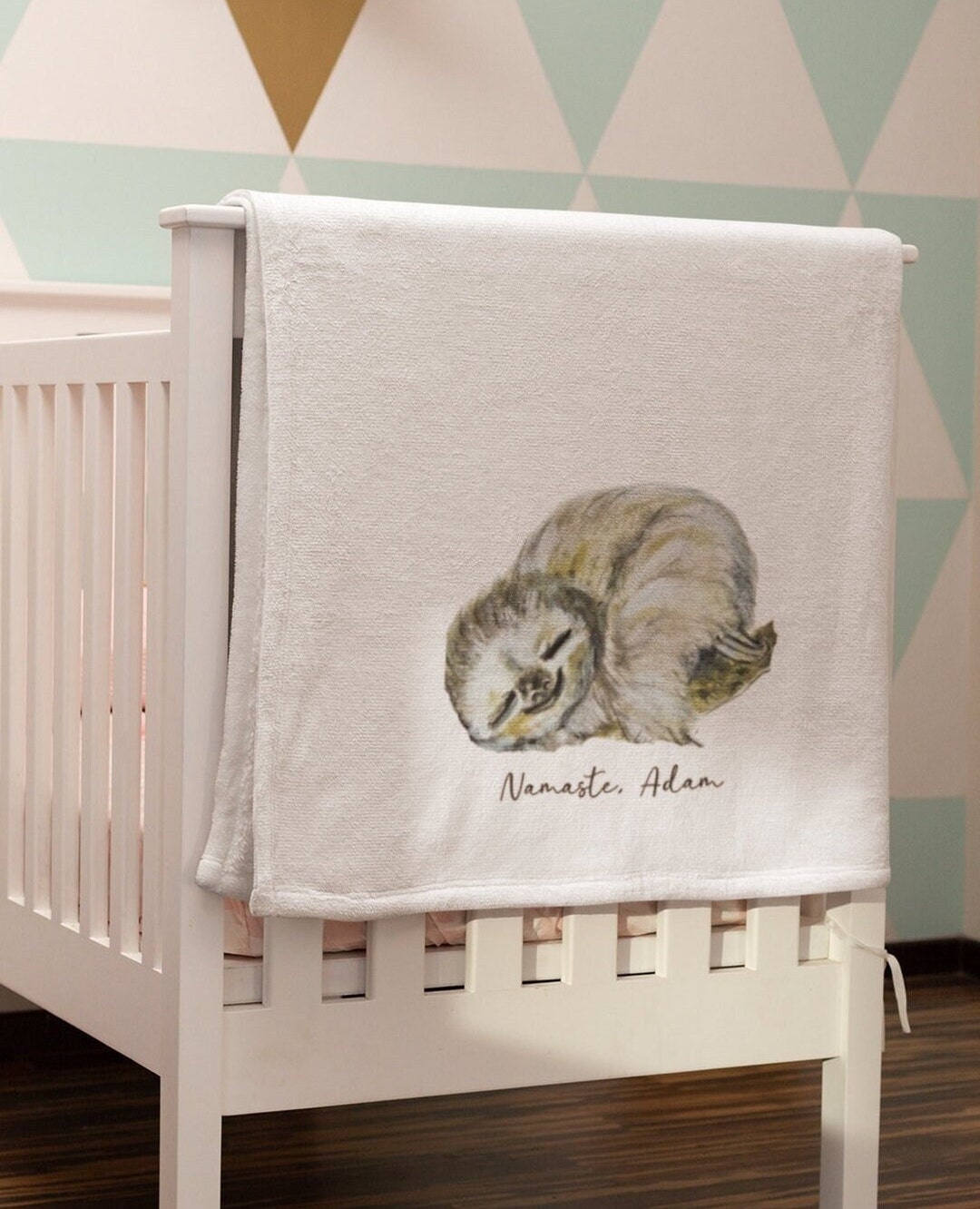 Personalized Custom Sloth Namaste Yoga Blanket, Cozy Sloth Original Art ...