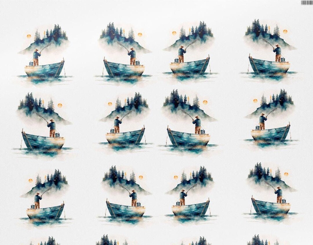 Wrapping Paper, Fisherman Wrapping Paper, Man Fishing Paper, Fisherman ...