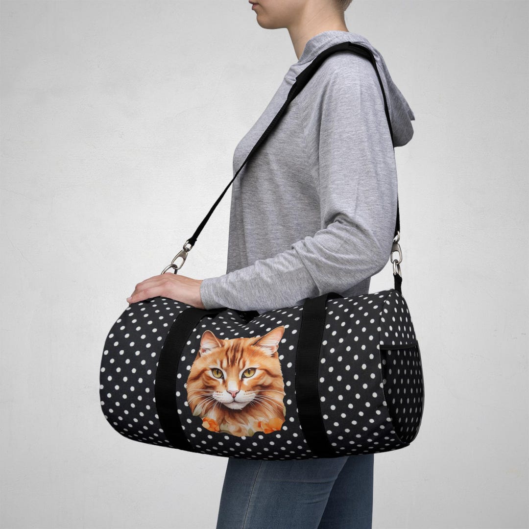Tabby Cat Duffel Bag, Tuxedo Cat Duffel Tote, Pet Stuff Tote, Tote Bag ...