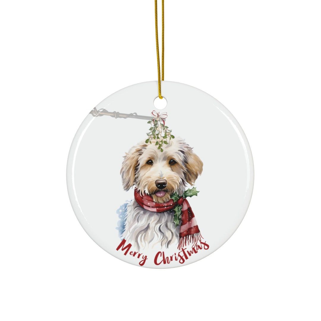 Labradoodle Mistletoe Christmas Ornament, Kissable Doodle Mistletoe ...