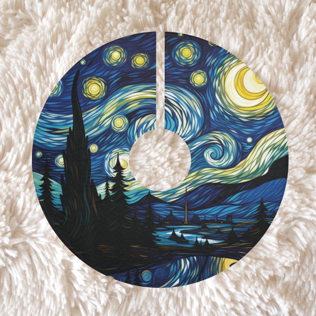 Starry Night Inspired Christmas Tree Skirt, Stars at Night Christmas ...