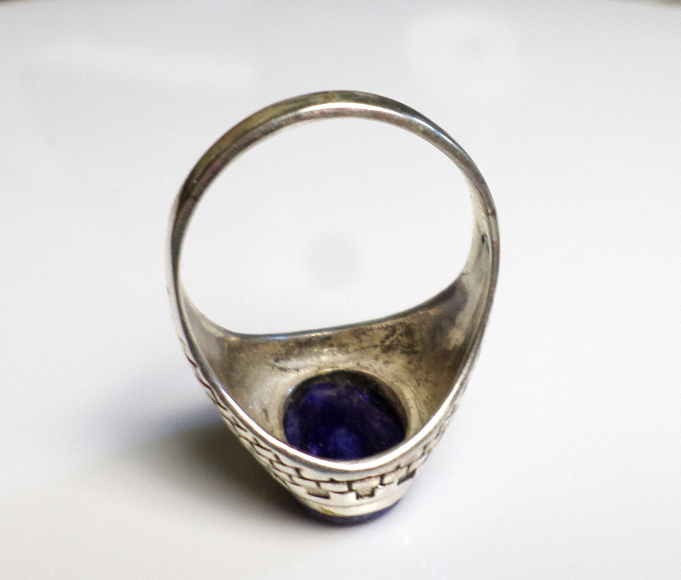 Stunning Men's Iolite Indigo Blue Stone Ring Size 11 1/2, Basket Weave ...
