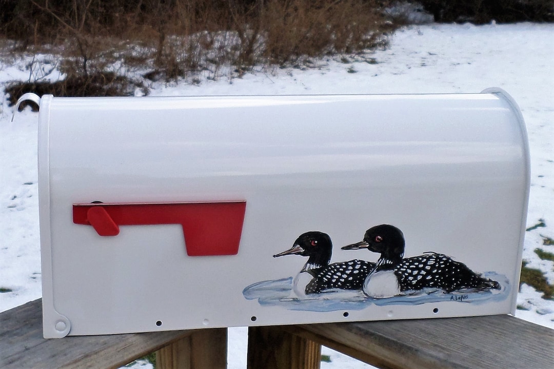 Hand Painted Mailbox, Loon Mailbox, Original Art, Custom Mailbox, Loons ...