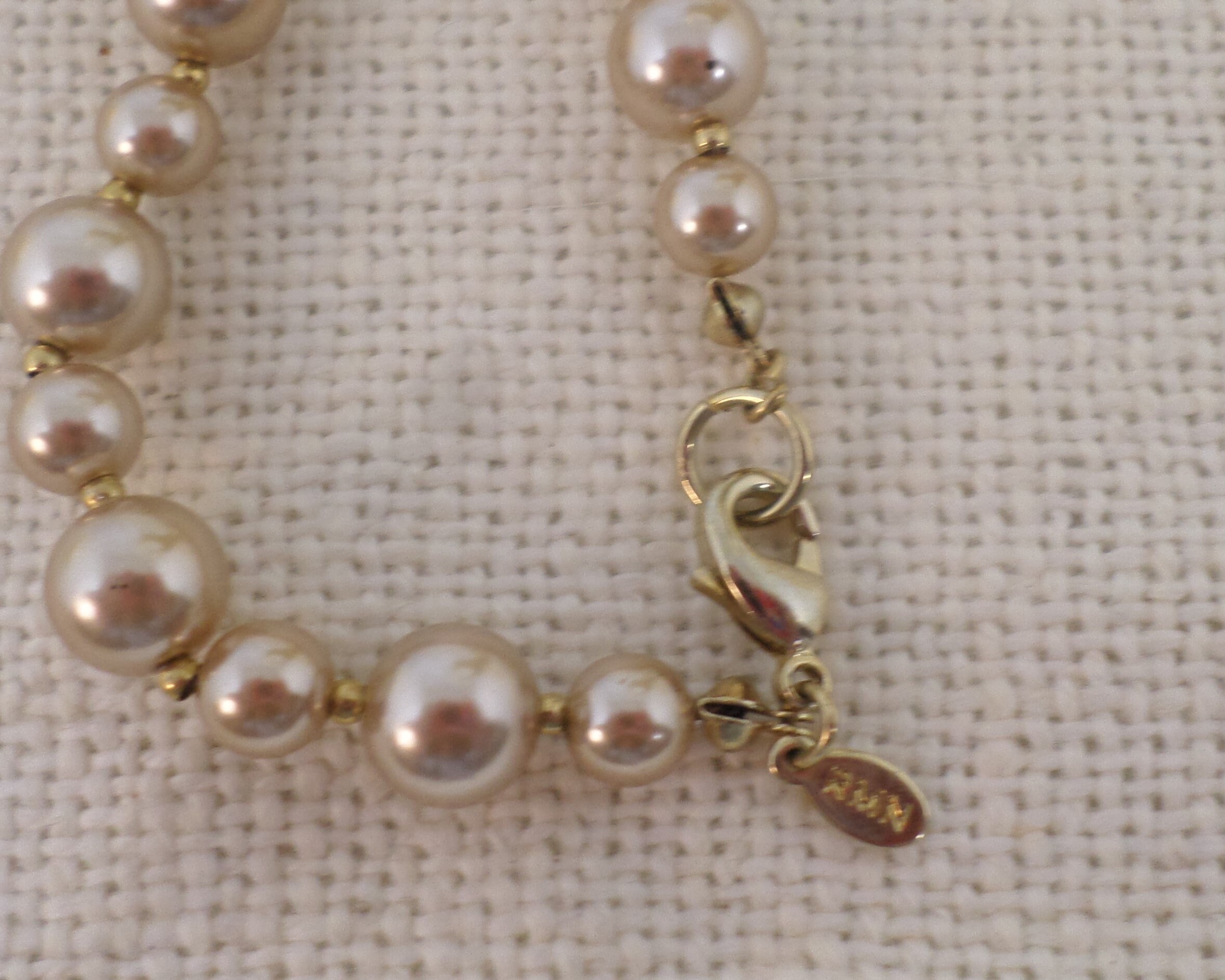 RMN Single Strand Pearls, Champagne W Gold Beads, Vintage Jewelry ...